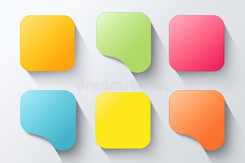 Colorful Sticky Notes in Speech Bubble Shape Stock Illustration ...