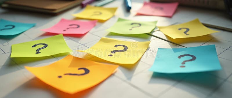 Colorful Sticky Notes Spread Across a Desk Under Bright Light Stock ...