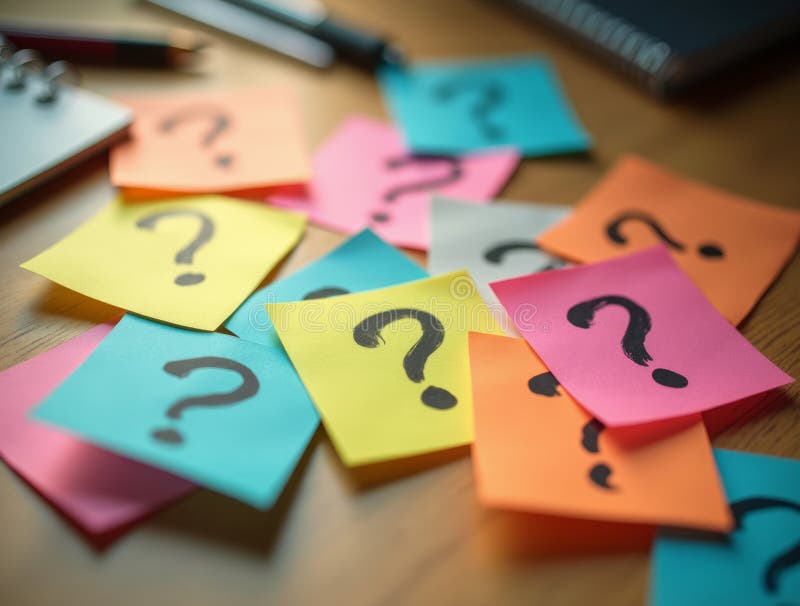 Colorful Sticky Notes Spread Across a Desk Under Bright Light Stock ...