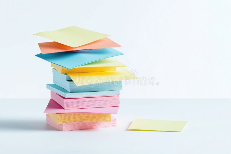 Colorful Sticky Notes Stack Arranged on White Background. Different ...