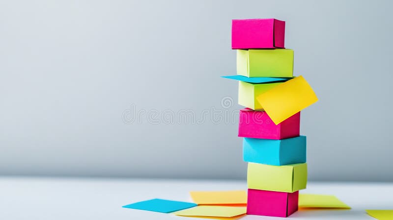 Colorful Sticky Notes Stacked Office Desk Planning Background Project ...