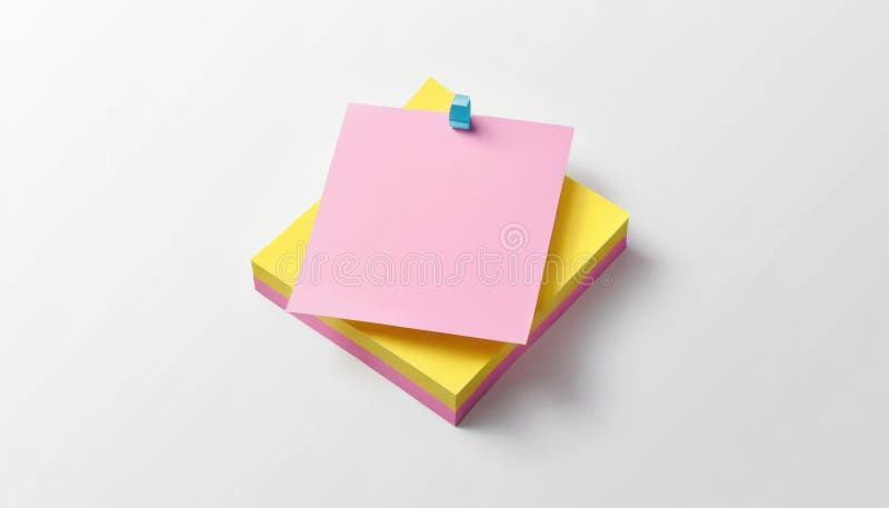 Colorful Sticky Notes Stacked on a White Surface with Clipped Pink Note ...