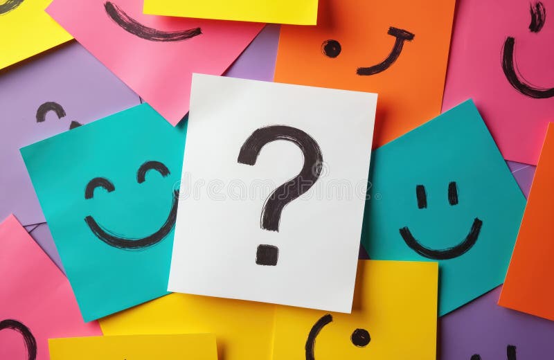 Colorful Sticky Notes with Various Emotions. Happy Faces, Question ...