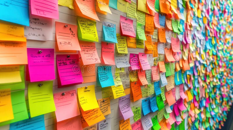 Colorful Sticky Notes, a Vibrant Array of Sticky Notes on a Wall ...