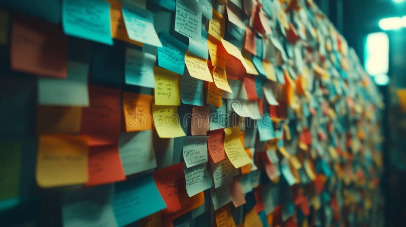 Colorful Sticky Notes on a Wall Stock Illustration - Illustration of ...