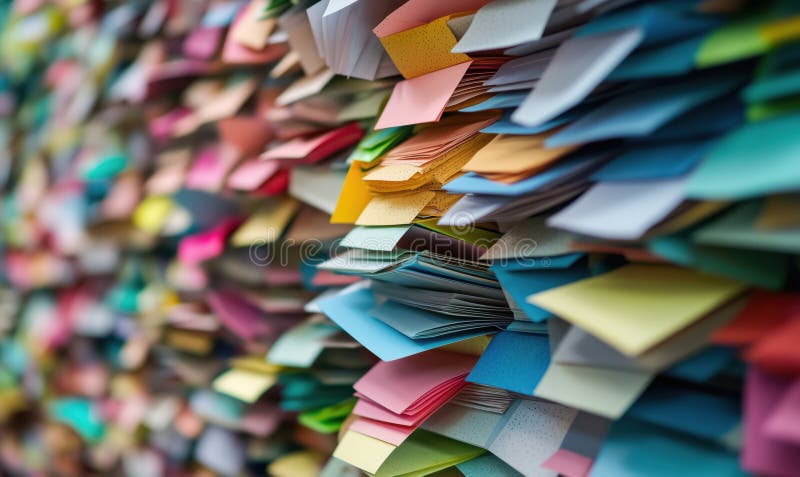 Colorful Sticky Notes Wall, Vibrant Array of Pastel and Bright Colors ...