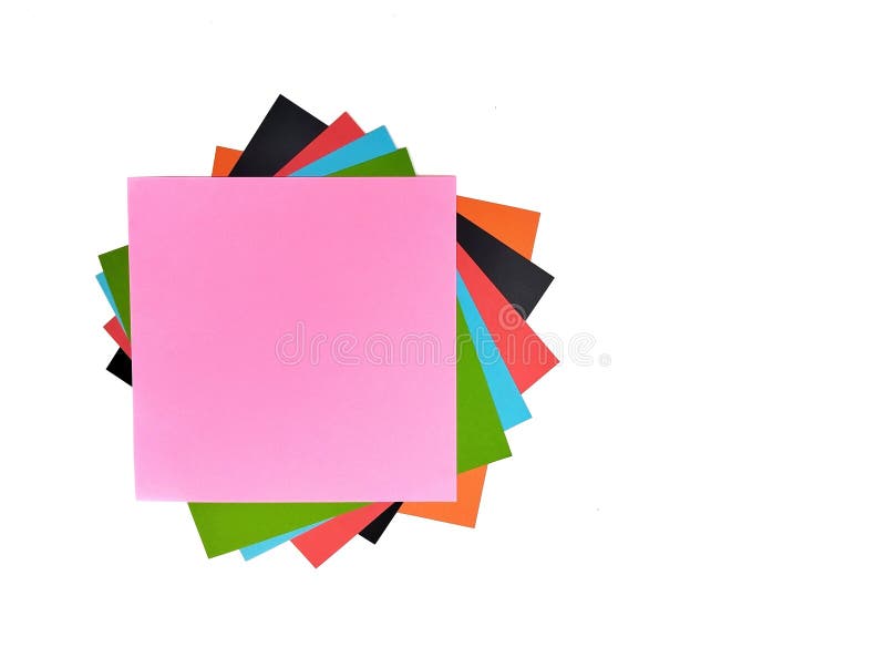 Colorful Sticky Notes on White Background, Top View Stock Image - Image ...
