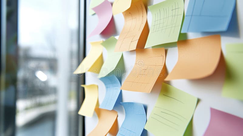 Colorful Sticky Notes on White Surface Near Window Stock Illustration ...