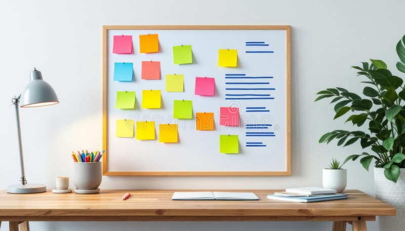 Colorful Sticky Notes on Whiteboard: a Bright and Organized Workspace ...