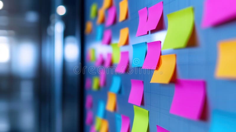Colorful Sticky Notes on Whiteboard for Team Collaboration Stock Photo ...
