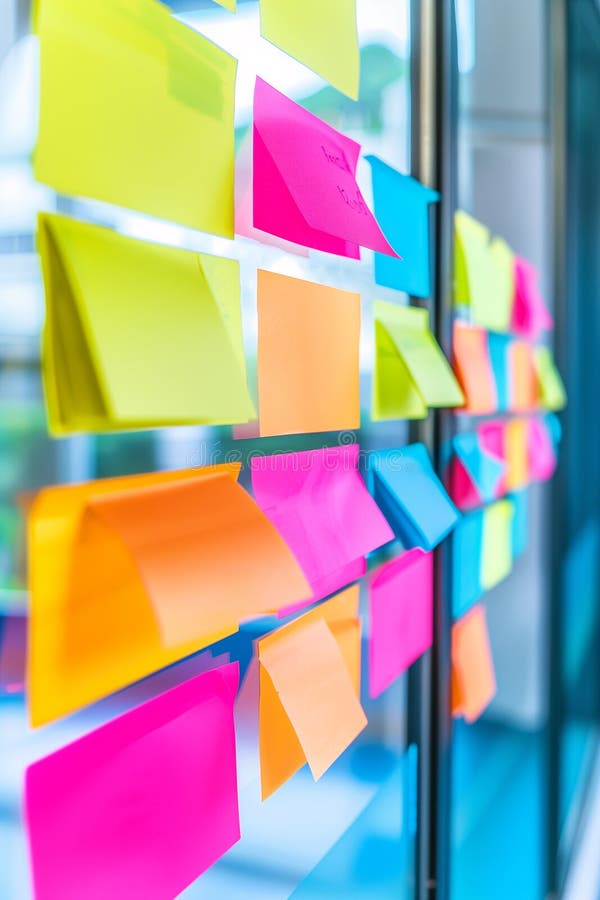 Colorful Sticky Notes on Whiteboard for Vibrant Brainstorming and ...