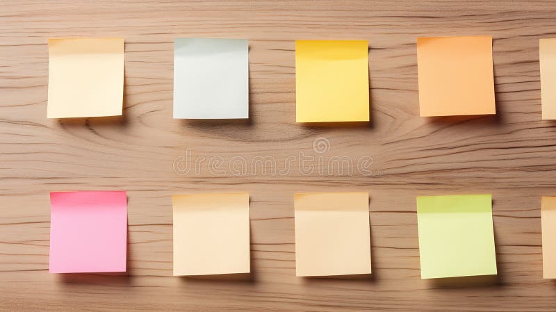 Colorful Sticky Notes on Wooden Background. View from Above with Copy ...
