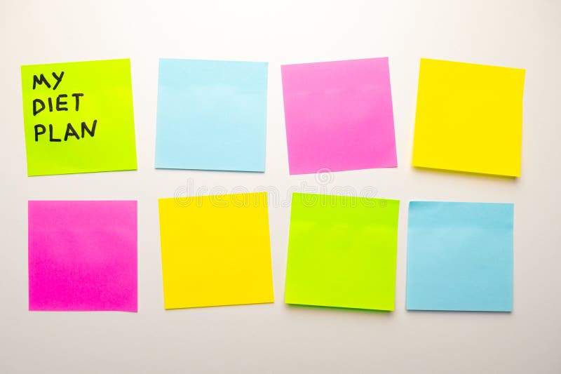 Colorful Sticky Sheets, Diet Plan. Stock Image - Image of meal, text ...