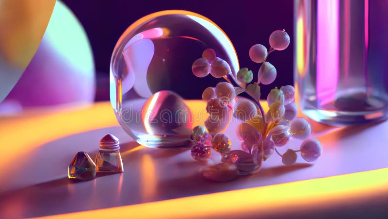 Colorful Still Life of Crystal Objects Stock Illustration ...