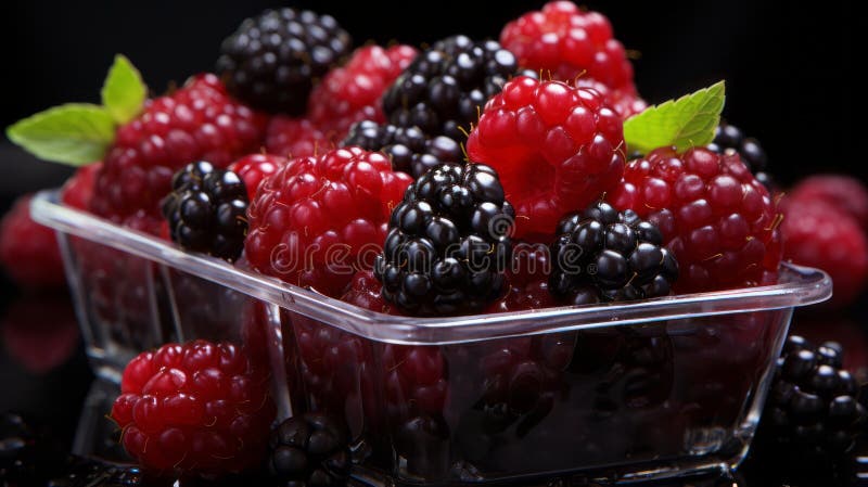 Colorful Still Life Photography of Raspberries in Plastic Container ...