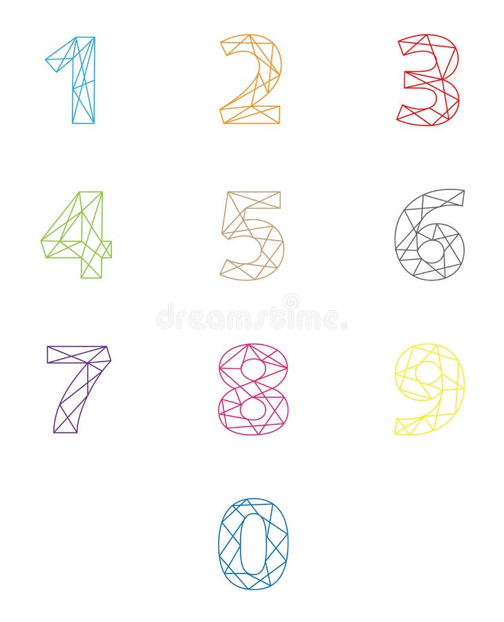 Colorful Stitched Numbers Set, Vector Stock Vector - Illustration of ...