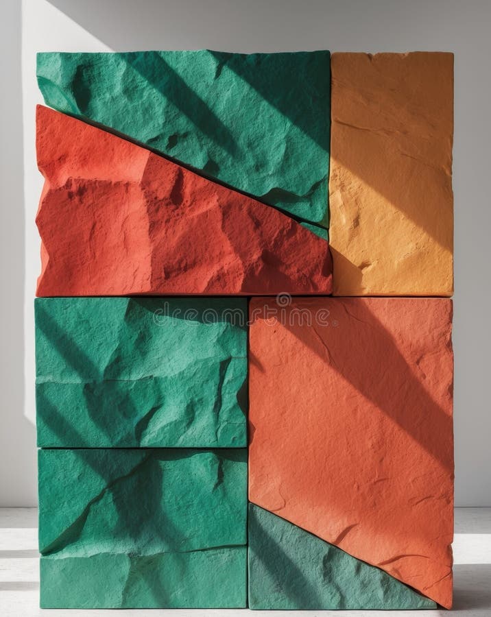 Colorful Stone Background Texture with Green Red and Orange Slabs ...