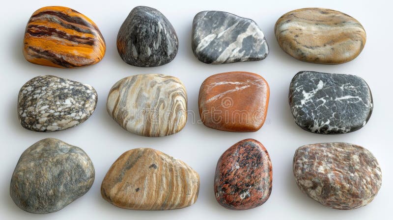 Colorful Stone Collection on White Background Stock Illustration ...