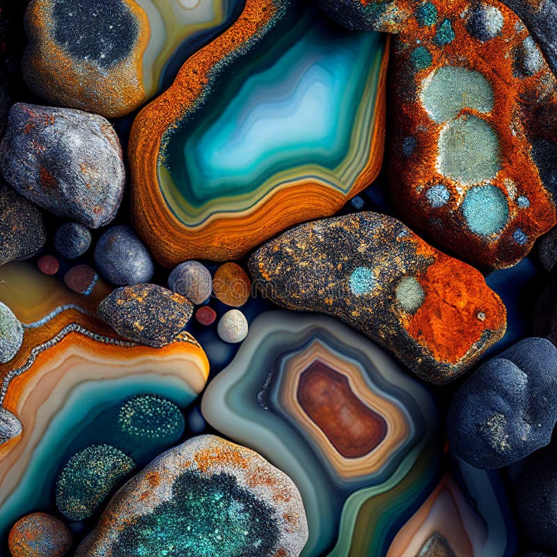 Colorful Stone Textures Composition. Generative Ai. Stock Illustration ...