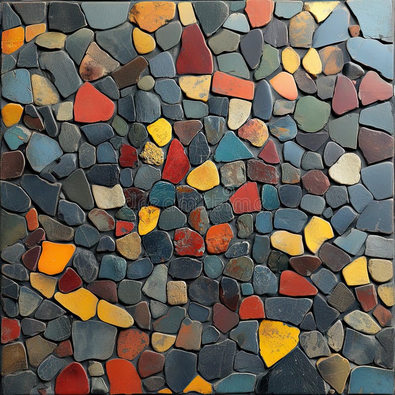 Colorful Stone Mosaic Creates Abstract Geometric Pattern. Stock ...