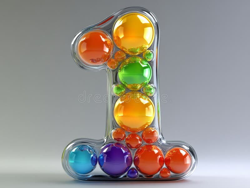 A Colorful Stone Number One Placed on a Gray Surface Stock Photo ...