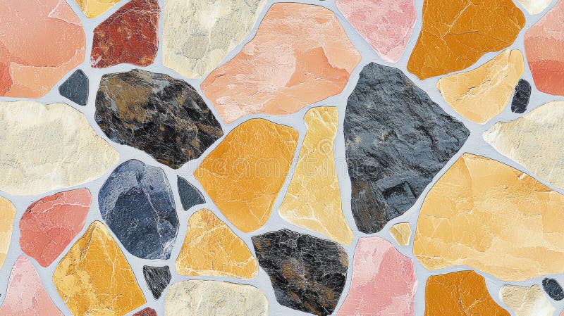 Colorful Stone Pattern with Various Shapes and Textures, Creating ...
