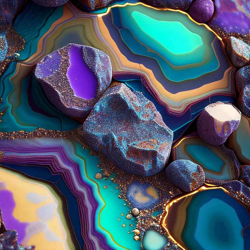Colorful Stone Textures Composition. Generative Ai. Stock Illustration ...
