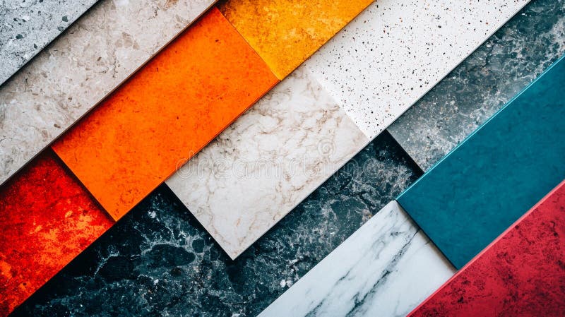 Colorful Stone Tile Samples in a Diagonal Layout Showing Textures and ...