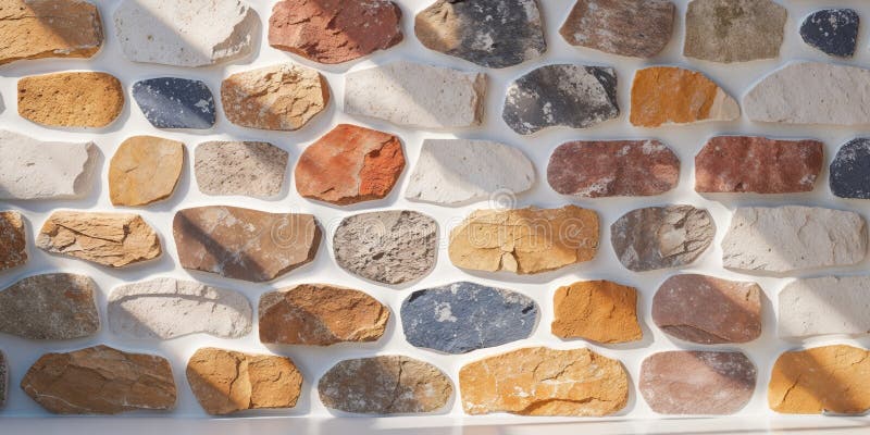 Colorful Stone Wall Texture Features Various Shaped Stones and Mortar ...