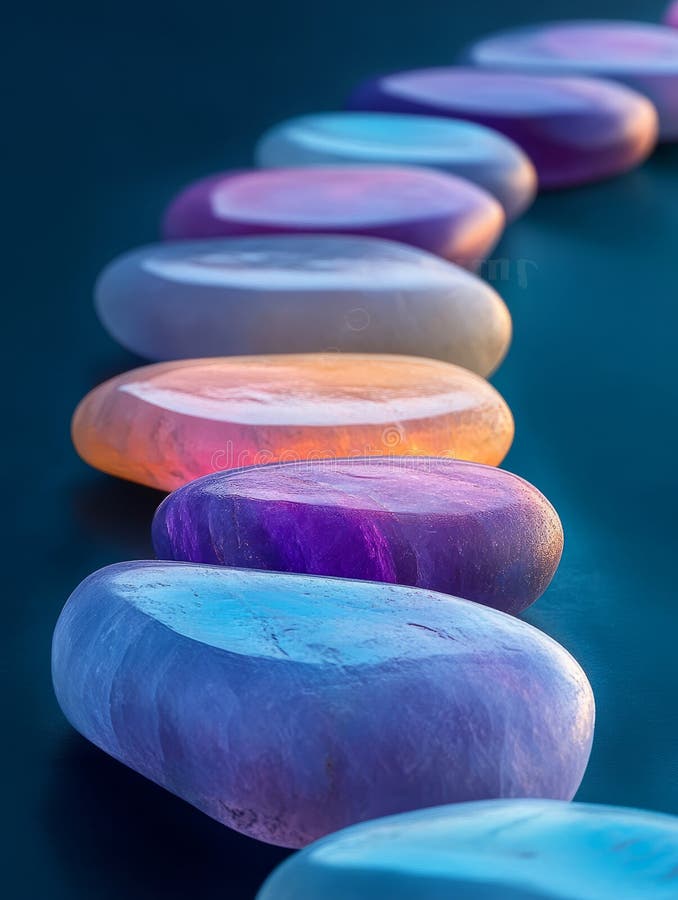Colorful Stones Aligned in a Smooth Gradient, Creating a Zen Path ...