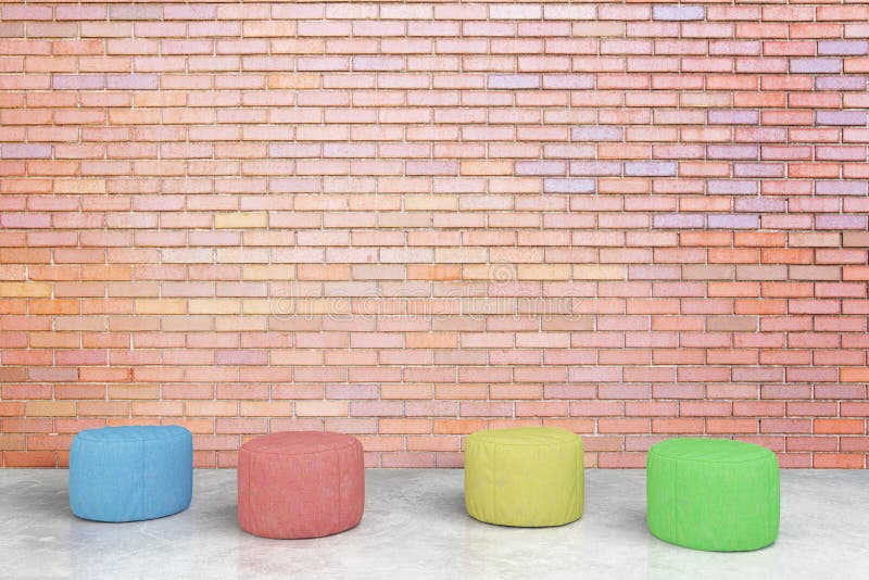 Colorful Stools in Brick Room Stock Illustration - Illustration of ...