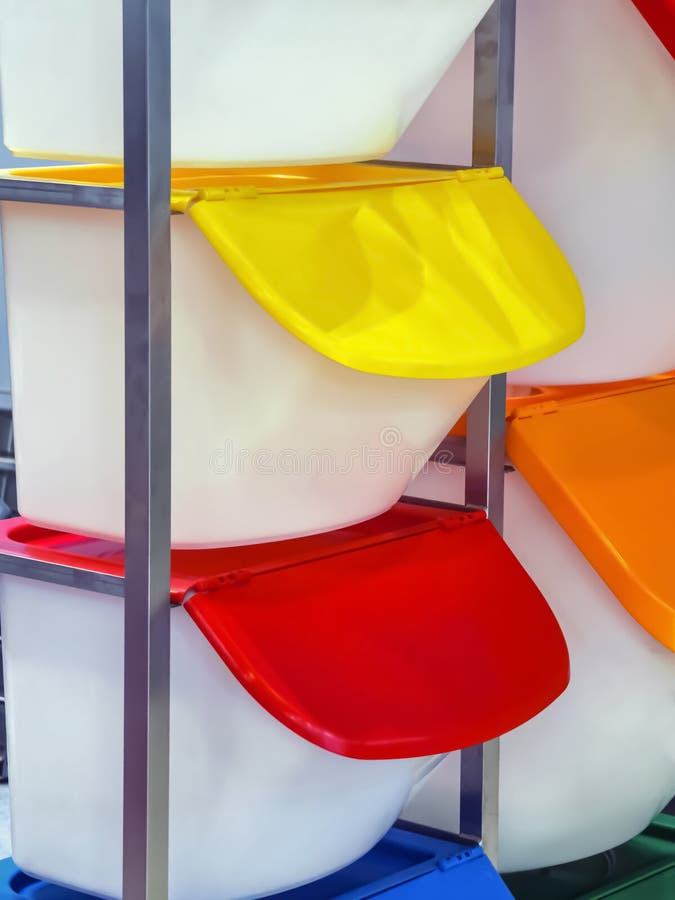 Colorful Storage Containers Stacked Together in a Modern Organization ...