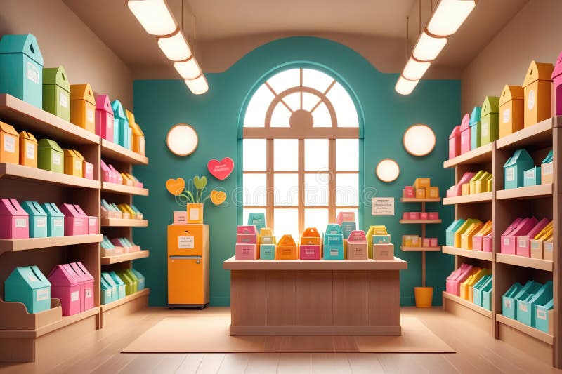 Colorful Store Interior with Shelves Full of Gift Boxes during Daytime ...