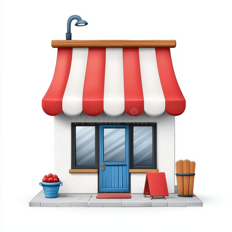 Colorful Storefront with Awning Design Stock Illustration ...