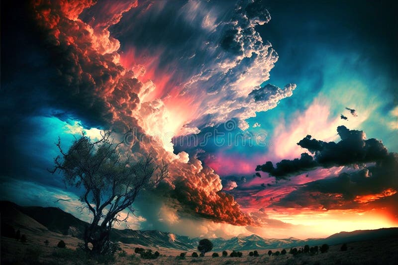 Colorful Storm Clouds in the Sky. Dusk, Darkness Closing. Landscape ...