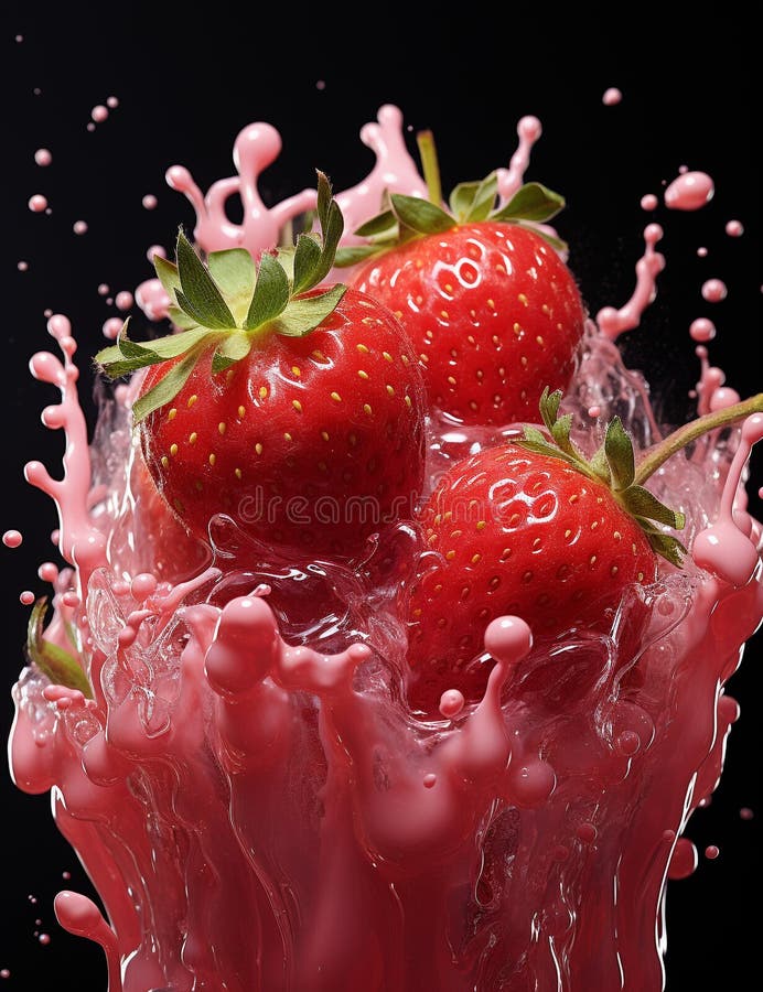 Colorful Strawberry Splash Photo Stock Illustration - Illustration of ...