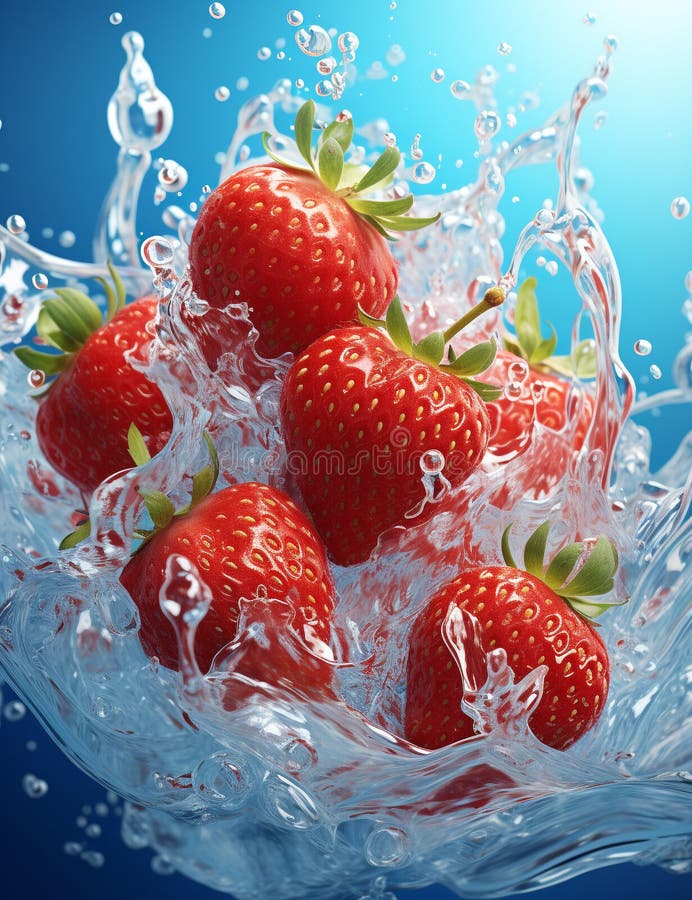 Colorful Strawberry Splash Photo Stock Illustration - Illustration of ...