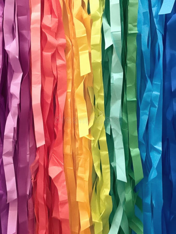 A Colorful Stream of Paper is Shown in a Rainbow Pattern Stock ...
