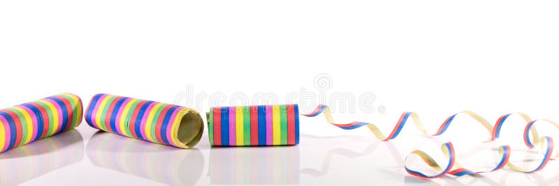 Colorful Streamers in Front of White Stock Photo - Image of festive ...