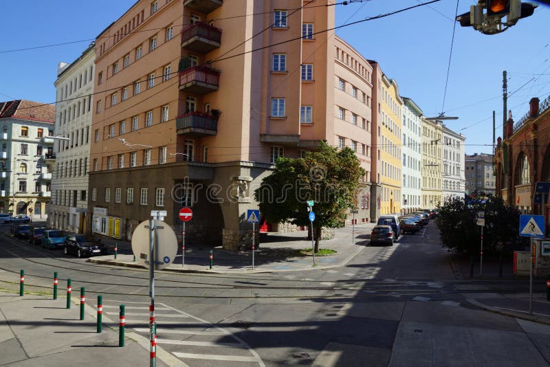 Colorful Street in Austria editorial image. Image of concrete - 145764870