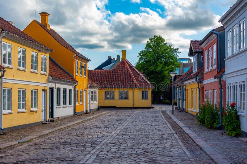 Colorful Street in the Center of Odense, Denmark Stock Photo - Image of ...