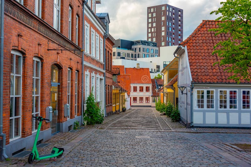 Colorful Street in the Center of Odense, Denmark Stock Photo - Image of ...