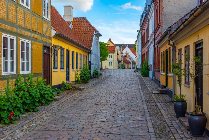 Colorful Street in the Center of Odense, Denmark Stock Image - Image of ...