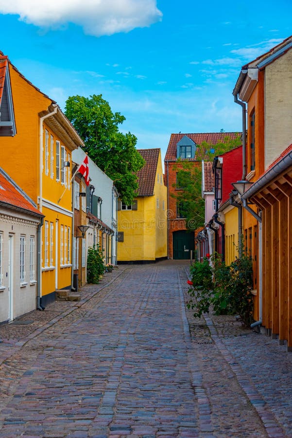 Colorful Street in the Center of Odense, Denmark Stock Photo - Image of ...