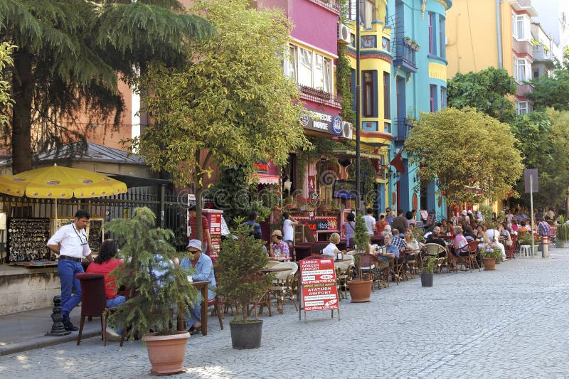 Istanbul colorful cafe editorial stock image. Image of tourism - 44574354