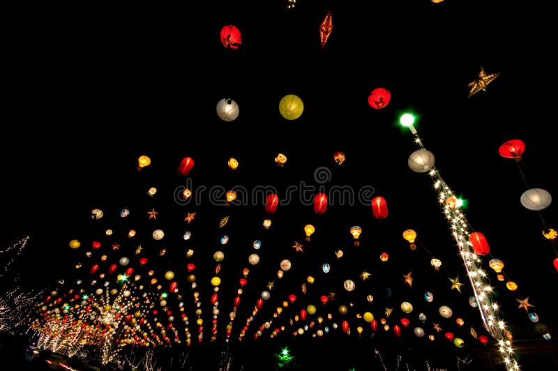 Colorful Street Light Bulbs Stock Image - Image of house, brightly ...