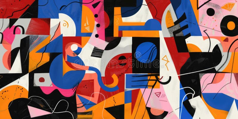 Colorful Street Mural with Abstract Geometric Shapes and Circles ...