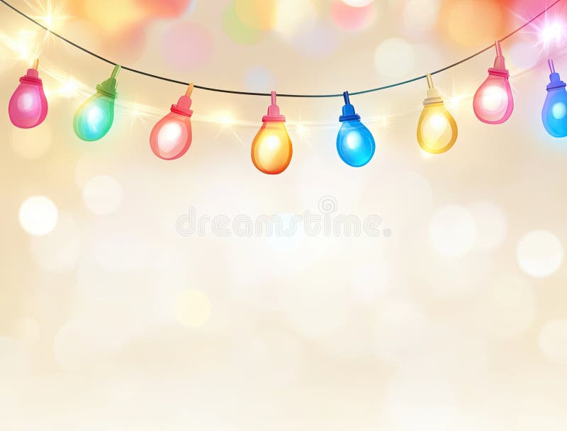 Colorful String Lights Festive Background Stock Image - Image of ...