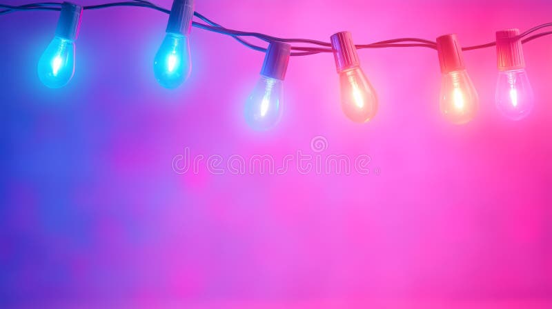 Colorful String Lights Illuminate a Magical Backdrop for a Festive ...