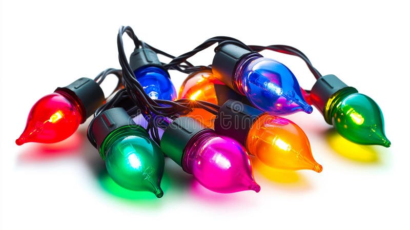 Colorful String Lights Tangled Together, Glowing with Festive Joy Stock ...